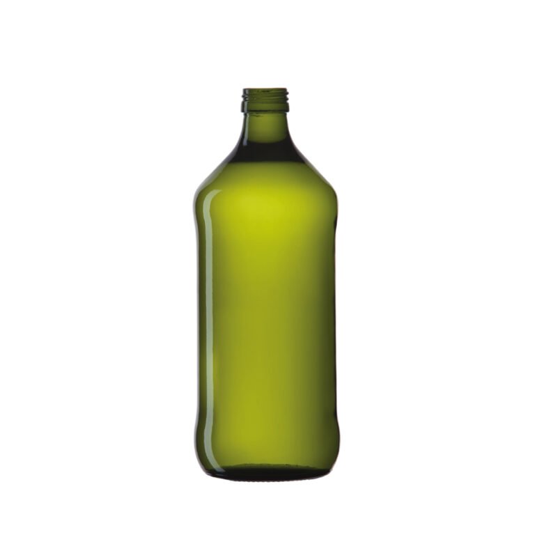 BOTELLA CILINDRICA VERDE OLIVO 1000ml T. Pilfer 31.5mm - CORK PERU S.A
